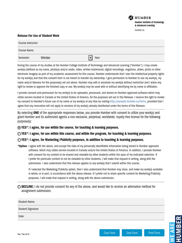 Student Work Release Consent Form | PDF | Computing