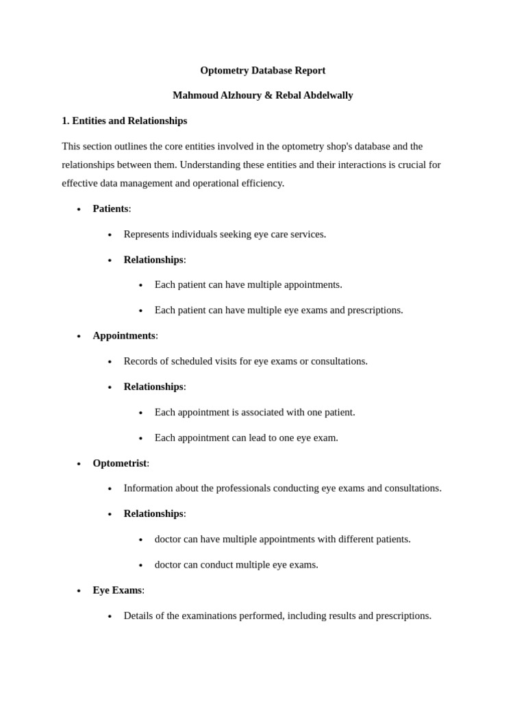 Optometry Database Report | PDF | Optometry