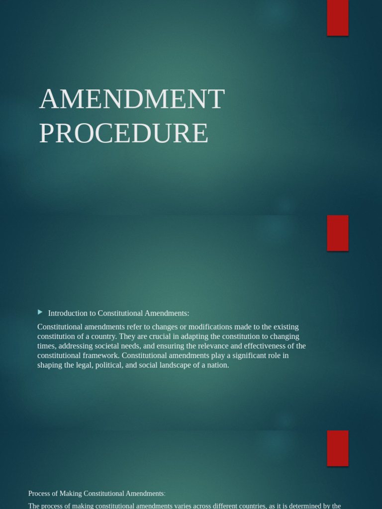 Amendment Procedure | PDF | Constitutional Amendment | Sources Of Law