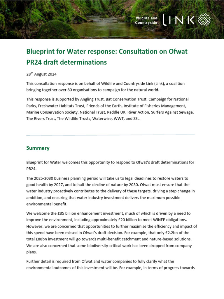 WCL Blueprint PR24 Draft Determination Response August 2024 | PDF ...