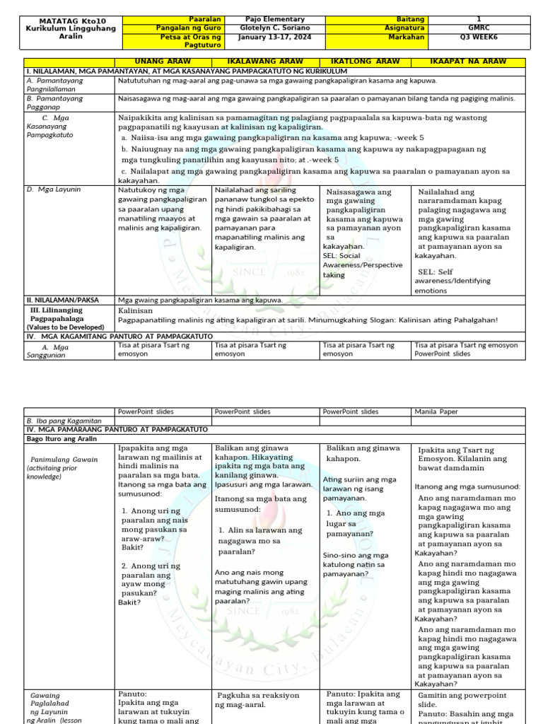 Week6 Lesson DLL | PDF