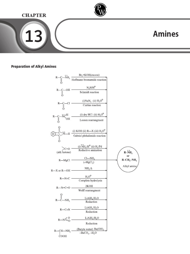 Amines - Short Notes - Vijeta Series Class-12th | PDF | Amine | Chlorine