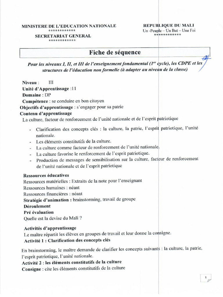 Fiche de Sequence Ens Fond Cdpe Et Non Formelle | PDF