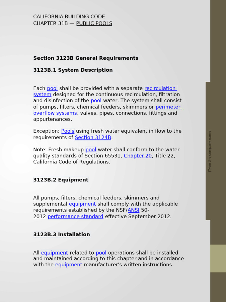California Public Pool Code Guide | PDF | Filtration