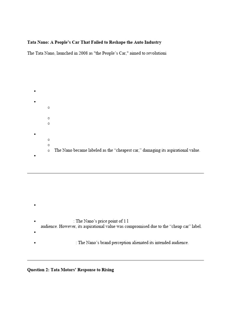 Tata Nono Solution | PDF | Brand | Car