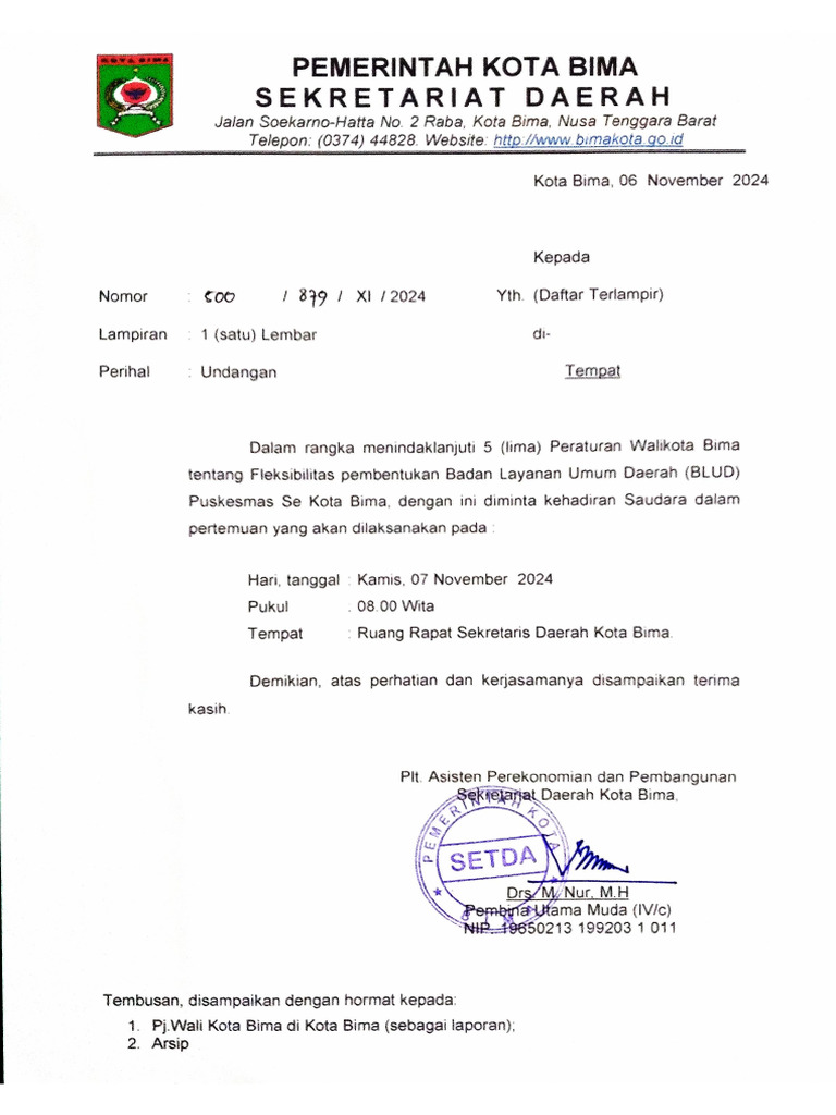 Undangan BLUD Puskesmas | PDF