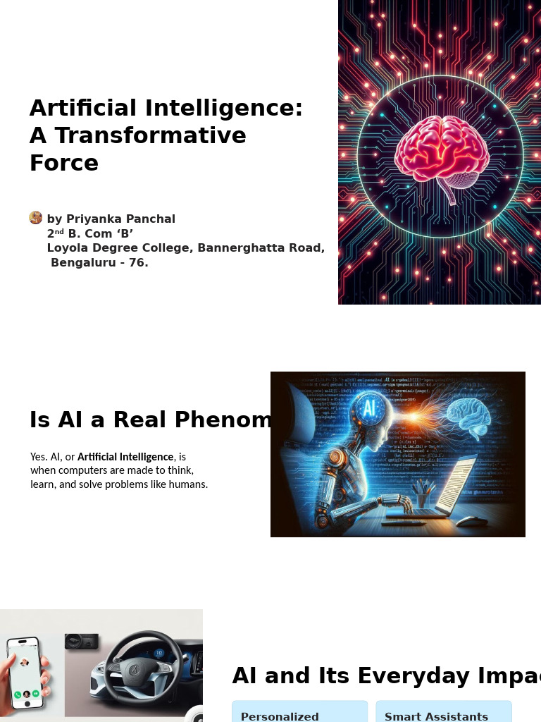 Artificial Intelligence A Transformative Force (Priyanka. P) | PDF ...