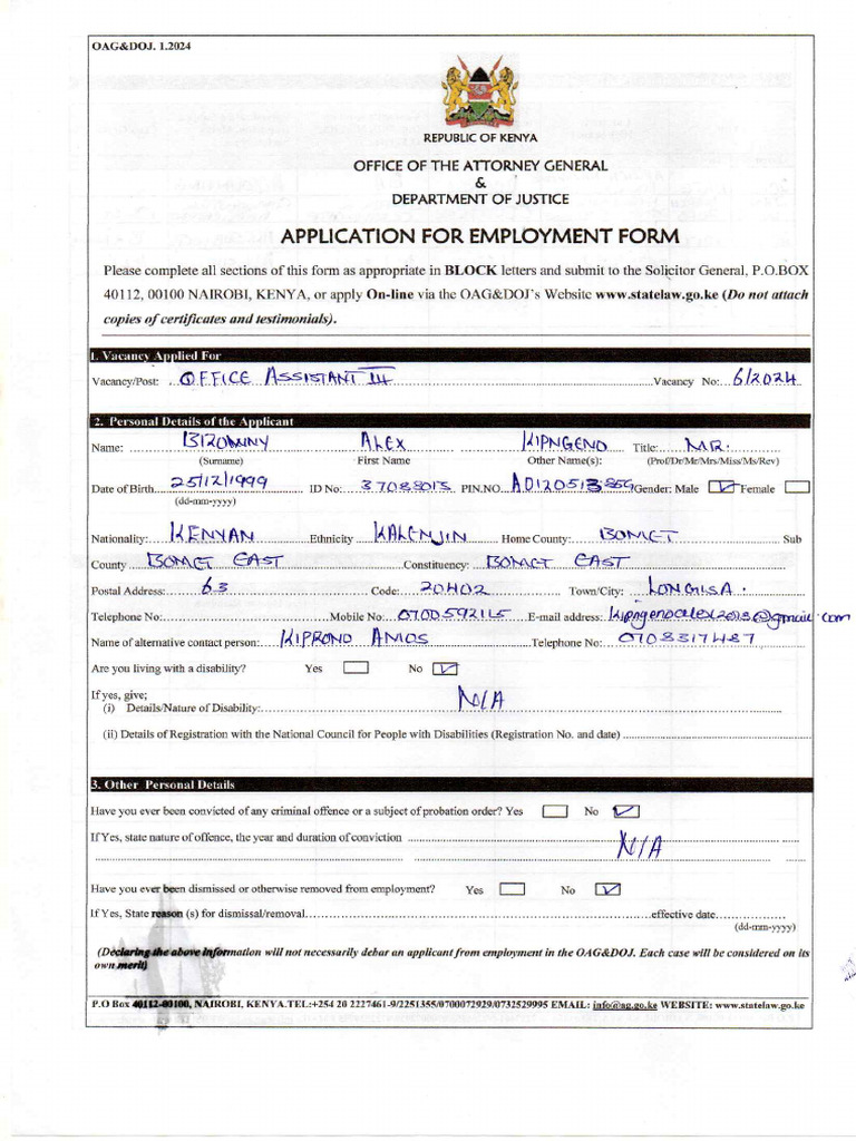 Application For Employment Form | PDF
