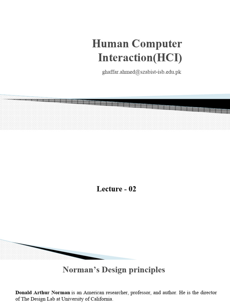 SEC 2103 HCI Lecture 02 Six Principles of Norman Donald On 23-09-2024 ...
