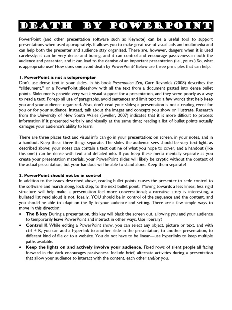 Death by Ppt Handout1 | PDF | Microsoft Power Point | Multimedia