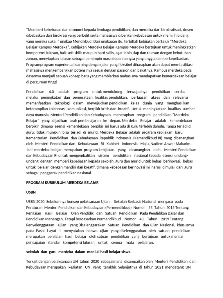KURIKULUM MERDEKA BELAJAR | PDF