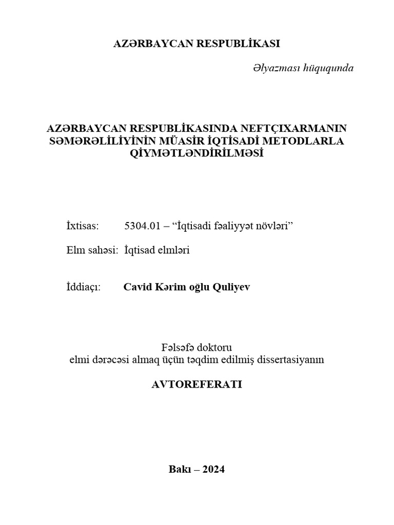Avtoreferat Cavid (Aze | PDF