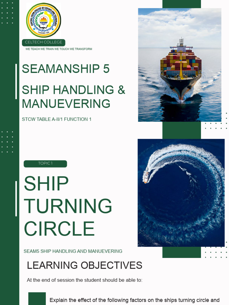 Seam5 - Topic 1 Ship Turning Circle | PDF | Ships | Circle