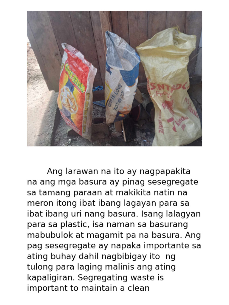 Ang Larawan Na Ito Ay Nagpapakita Na Ang Mga Basura Ay Pinag ...