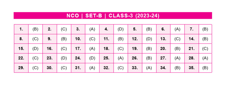 Nco Set-B Answer Keys Class-3 | PDF