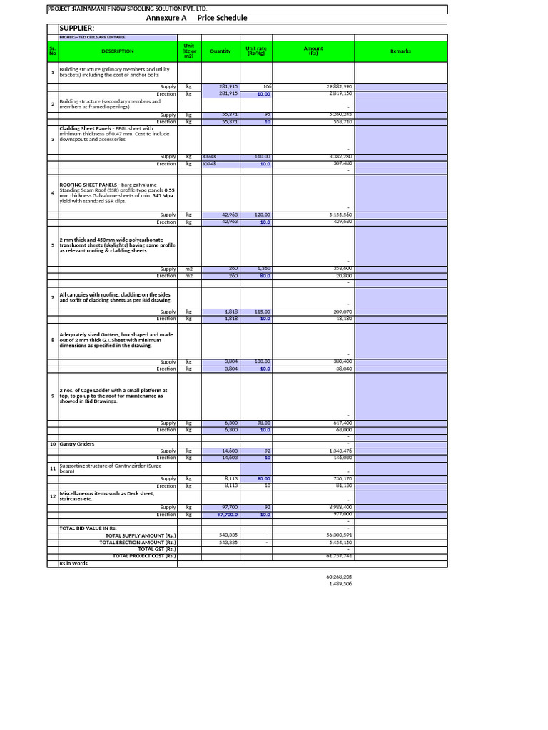 Price Schedule Annexure | PDF | Building Engineering