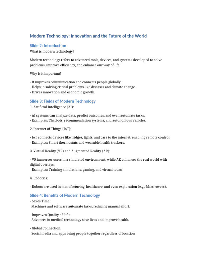 Modern Technology Presentation No Translation | PDF