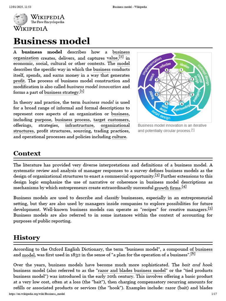 Business model - Wikipedia | PDF | Business Model | Franchising