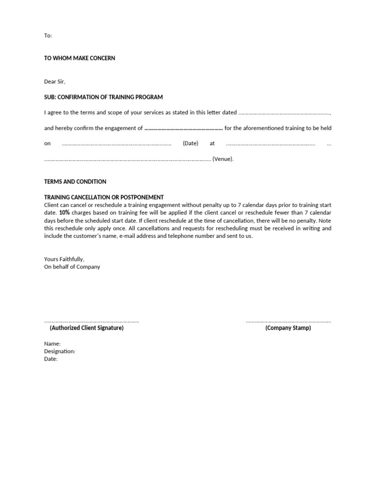 Reply Confirmation Form | PDF