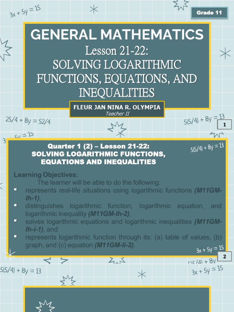 Quarter-12-Week-7_Gen-Math-Lesson-21-22-2024 | PDF | Logarithm ...