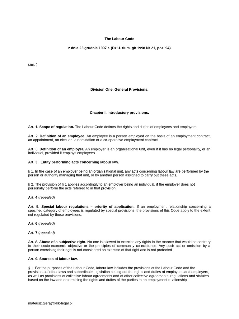 The Labour Code | PDF | Employment | Labour Law