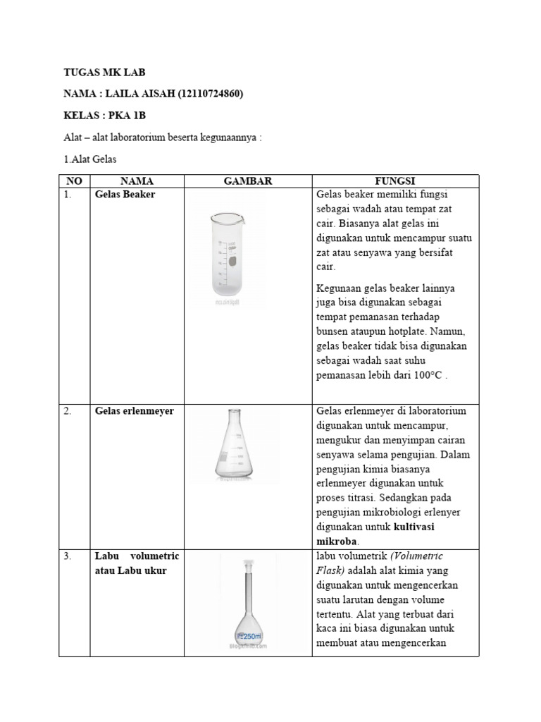 Alat Laboratorium dan Fungsinya | PDF