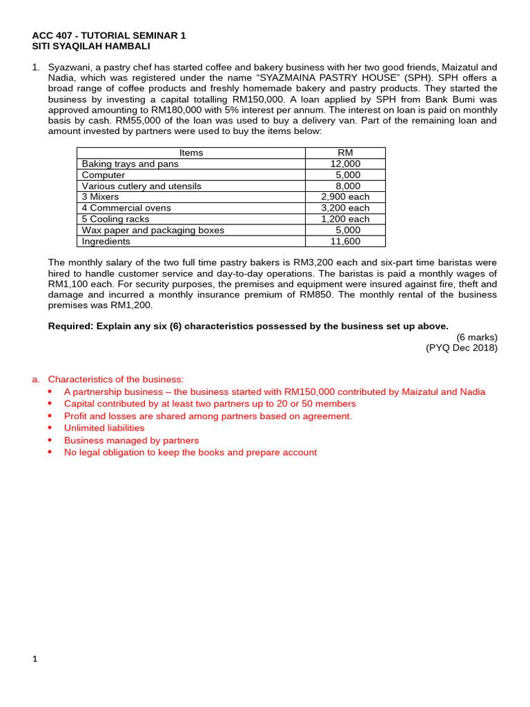Acc407 Tutorial Topic 1 and Topic 3 Answer | PDF | Banks | Expense