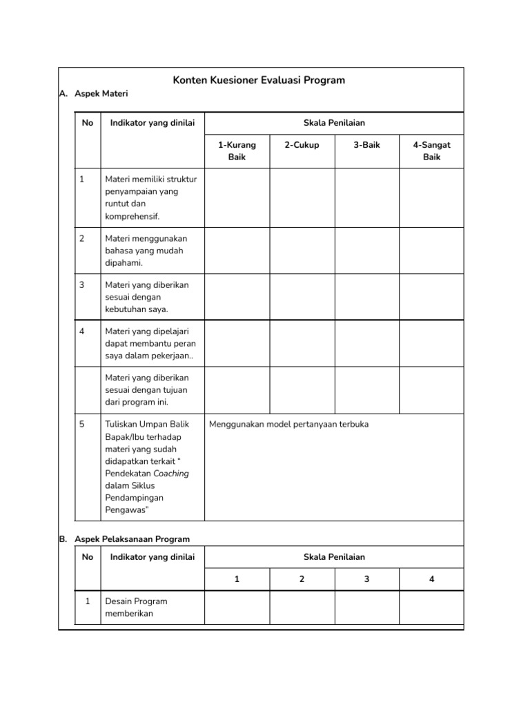 Form Evaluasi Program Pdf