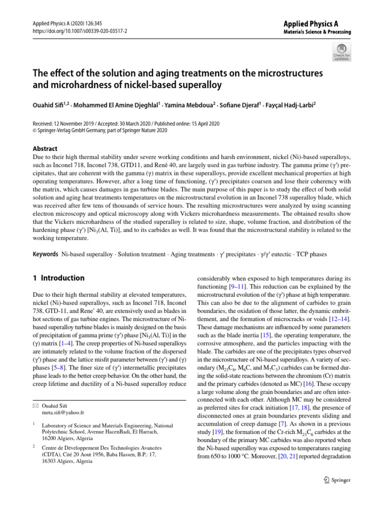 The Effect of The Solution and Aging Treatments On The Microstructures ...