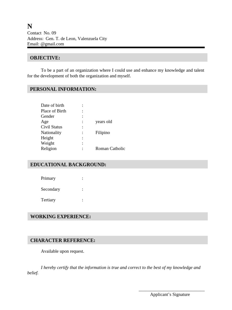 Applicant Personal Information & Resume | PDF