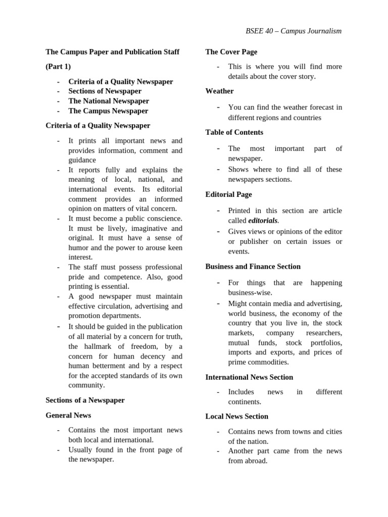 Campus Journalism Essentials Guide | PDF | Newspapers | News