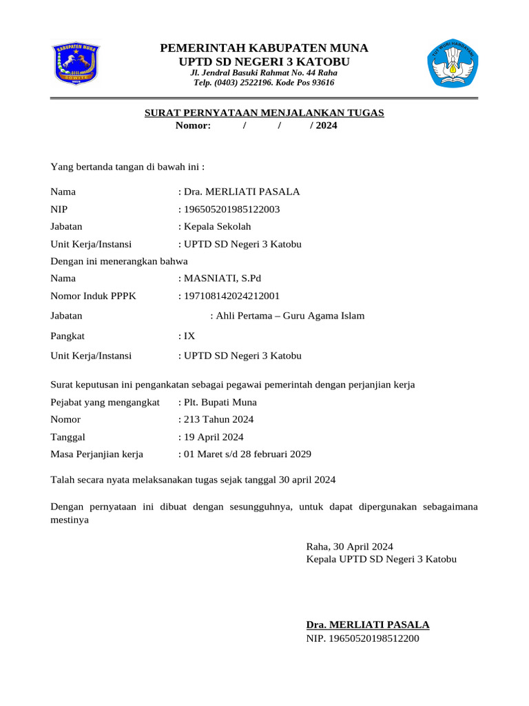Surat Keterangan Menjalankan Tugas | PDF