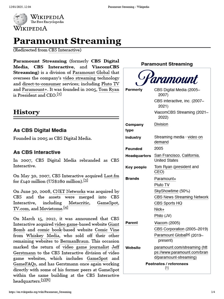 Paramount Streaming - Wikipedia | PDF | Foreign Trade Of The United ...