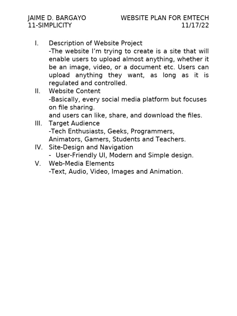 User-Friendly File Sharing Website Plan | PDF