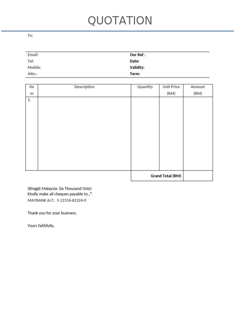 Quotation Form | PDF