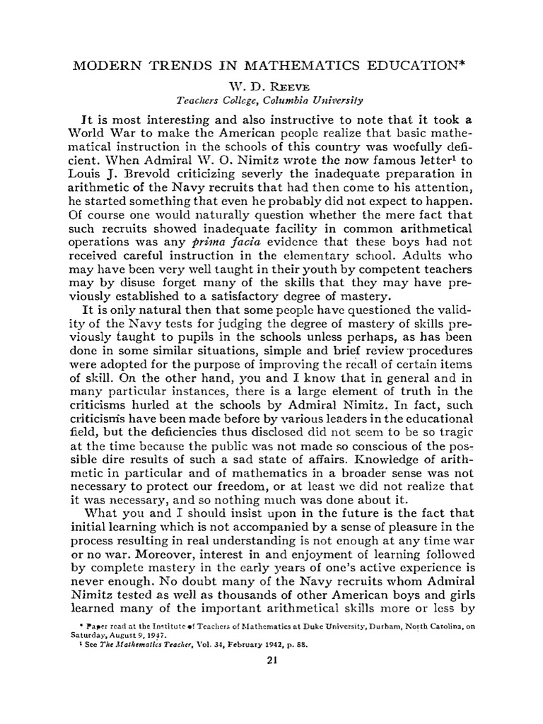 Modern Trends in Mathematics Education (W. D. Reeve) (Z-Library) | PDF ...