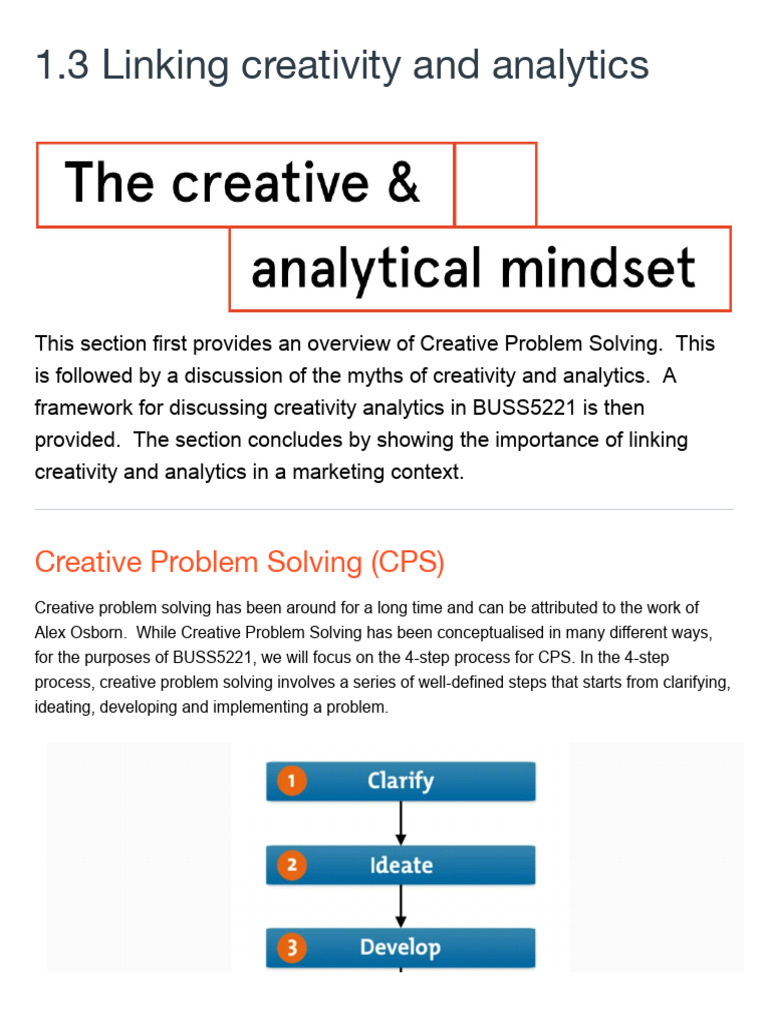 1.3 Linking Creativity and Analytics: BUSS5221 Creative and Analytic ...