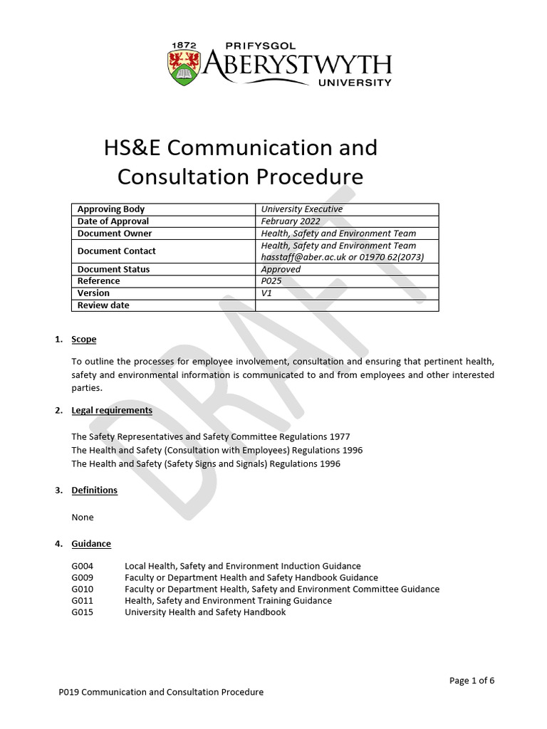 HS&E Communication Procedure | PDF | Occupational Safety And Health ...