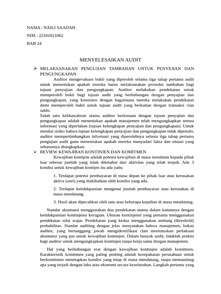 Auditinf - Naili Saadah (062) - Penyelesaian Audit | PDF