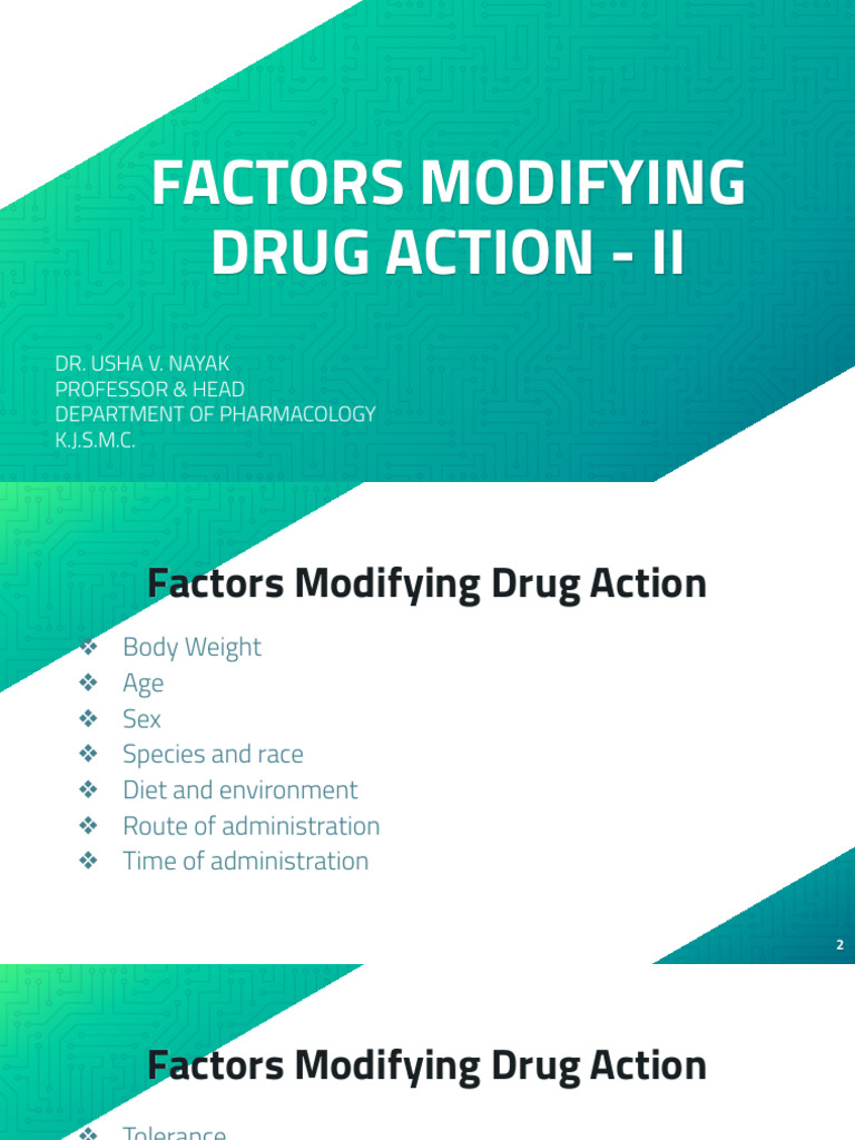 PD - IV Factors Modifying Drug Action-1 | PDF | Drug Tolerance ...