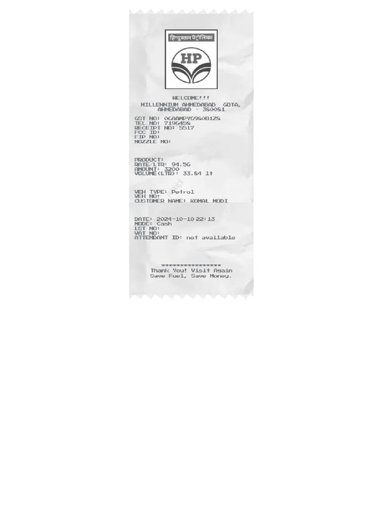 Fuel Bill Template 4 | PDF