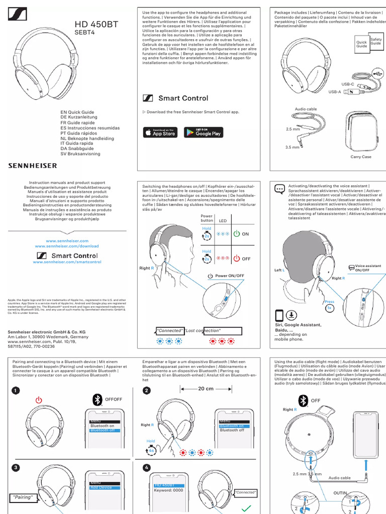 Manuale Sennheiser HD 450BT (Italiano - 2 pagine) | PDF | Apple Inc. | Computadoras móviles