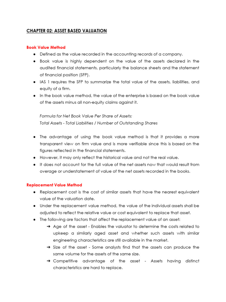 Asset Based Valuation | PDF | Book Value | Valuation (Finance)