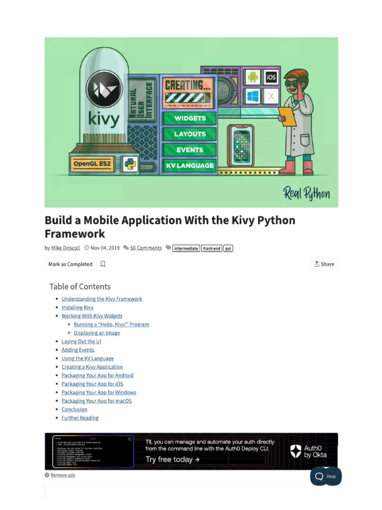 Buiding A Mobile Application With The Kivy Python Framework | PDF
