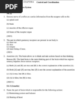 Class 10 Science Pyq CH 6 Control and Coordination | PDF | Auxin | Endocrine System