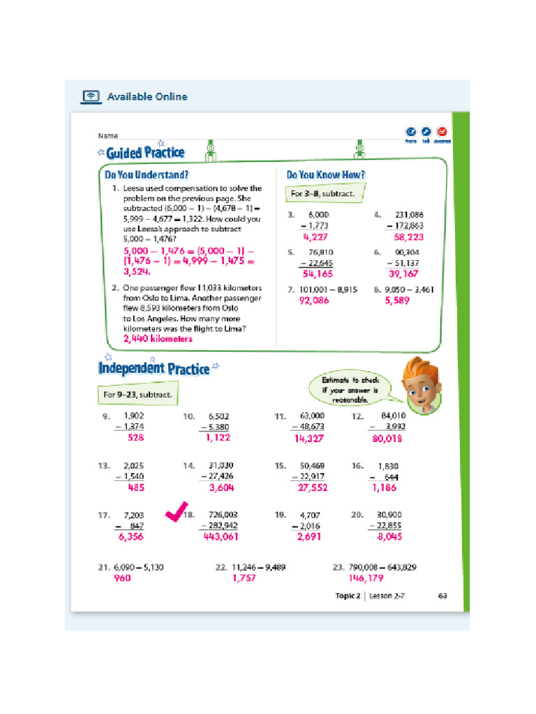 Lesson 2.7 Answer Keys | PDF