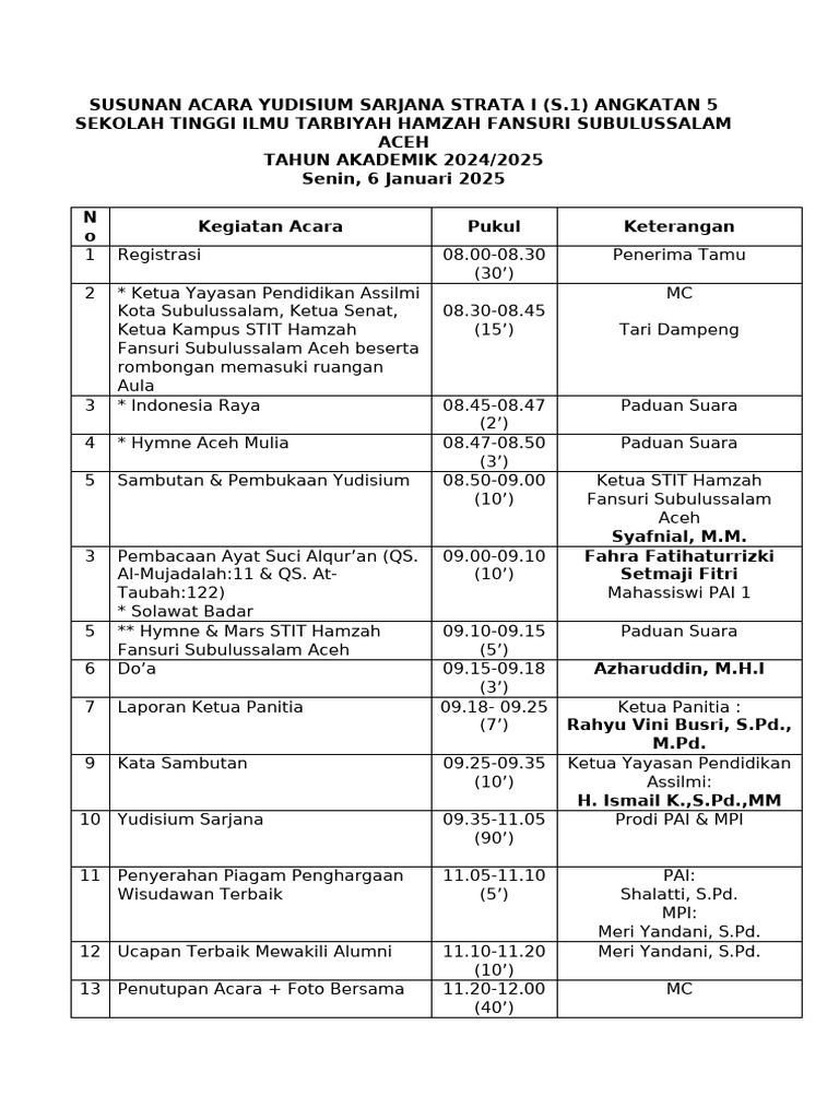 Susunan Acara Wisuda | PDF