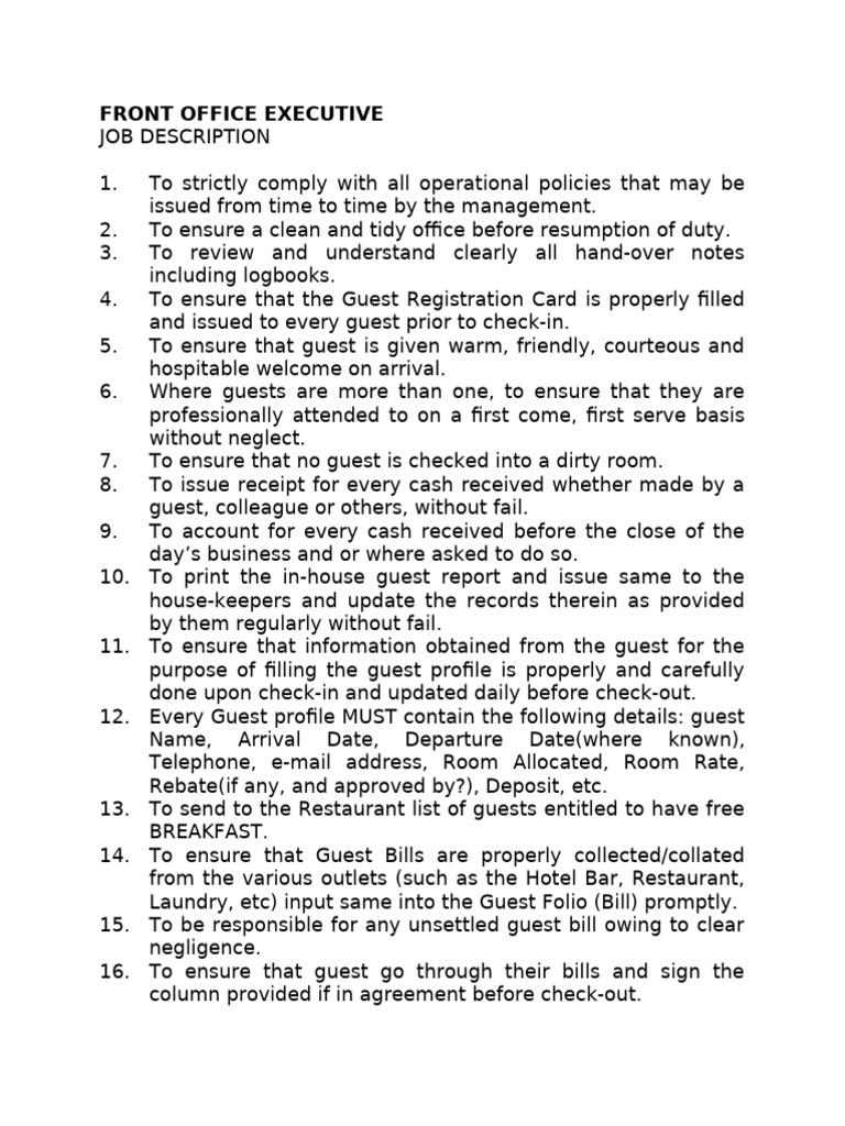 Sop and Job Descriptions | PDF | Waiting Staff | Credit