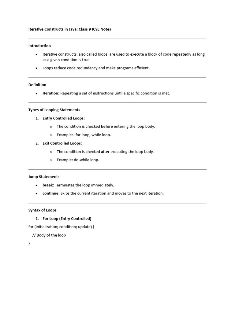 Iterative Constructs In Java Pdf Control Flow Computer Programming 5430