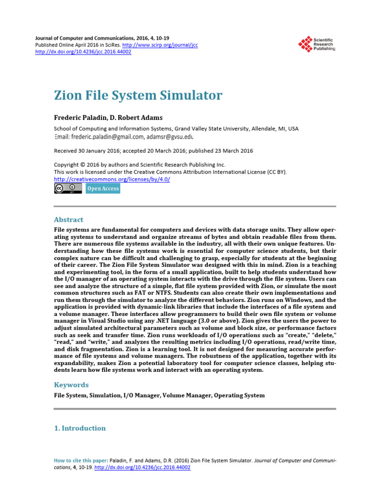 Zion File System Simulator | PDF | File System | Computer File